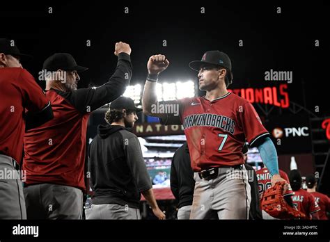 Arizona Diamondbacks Outfielder Corbin Carroll 7 Is Greeted By