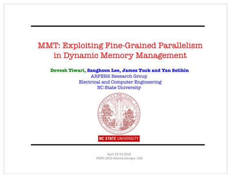Pdf Mmt Exploiting Fine Grained Parallelism In Dynamic Memory Management