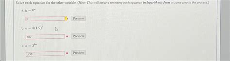 solved solve each equation for the other variable hint