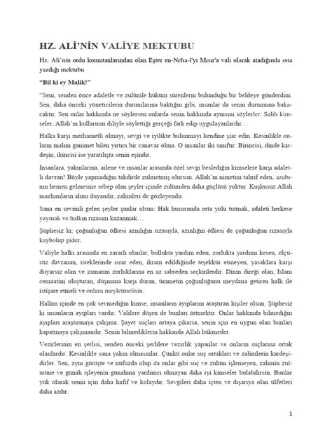 Hz Ali Nin Misir Valisi Malik Estere Mek Pdf