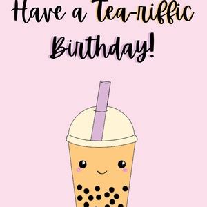 Cute Boba Themed Birthday Card Digital Download Boba Tea Pun Punny