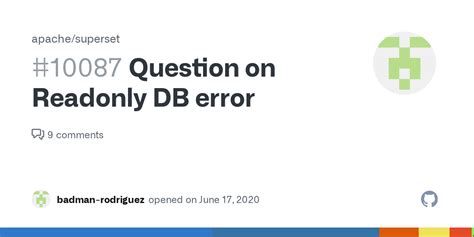 Question On Readonly Db Error · Issue 10087 · Apachesuperset · Github