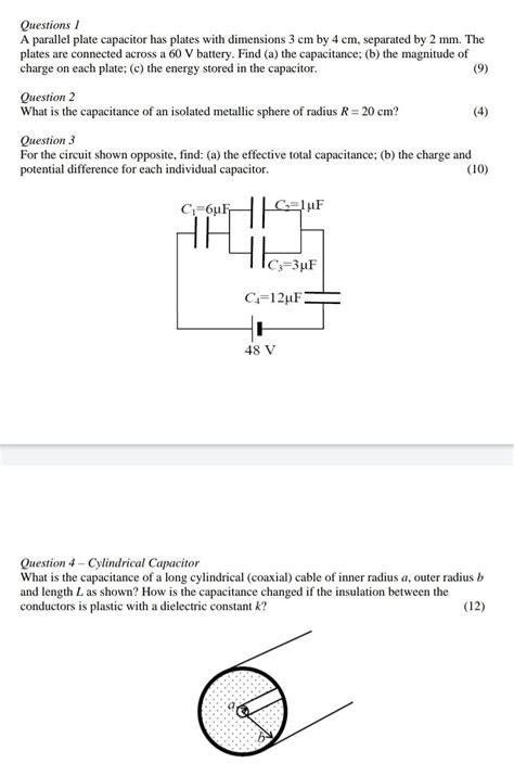 Solved Questions 1 A Parallel Plate Capacitor Has Plates
