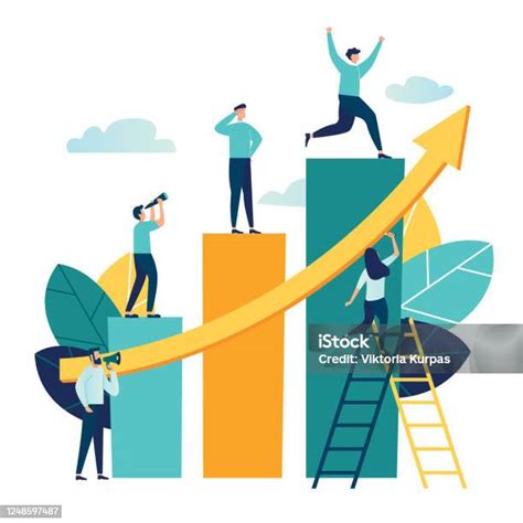 벡터 일러스트레이션 사람들은 열열에서 목표를 향해 달려가고 동기부여를 이동하며 대상의 성취로 가는 길 개념에 대한 스톡 벡터 아트 및 기타 이미지 Istock