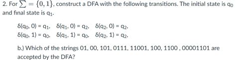 Solved For Construct A DFA With The Following Chegg Com