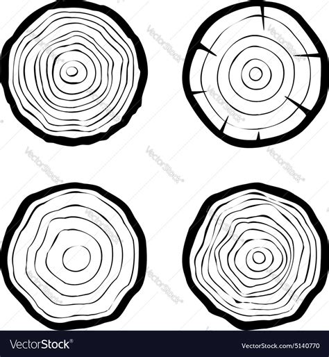Set Of Four Tree Rings Icons Royalty Free Vector Image