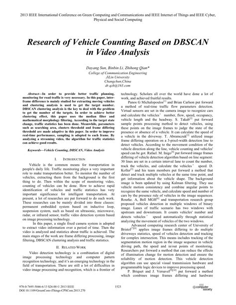 Pdf Research Of Vehicle Counting Based On Dbscan In Video Analysis