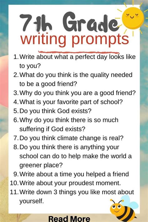65 Creative And Fun 7th Grade Writing Prompts