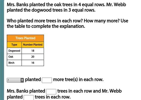 solved mrs ﻿banks planted the oak trees in 4 ﻿equal rows