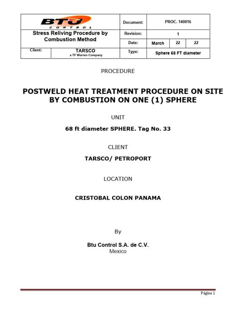 Pwht Procedure 140016 Sphere Rev 1 Pdf