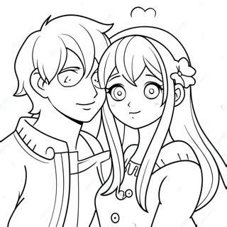 Cute Anime Couple Coloring Page Coloring