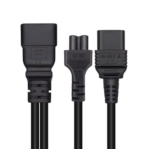 Iec320 C20 Male To Iec320 C5 C19 Female Adapter Cord Y Splitter Power Line Ebay