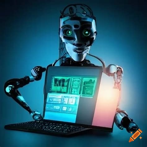 Computer Monitor Displaying Code And Creating A Robot On Craiyon