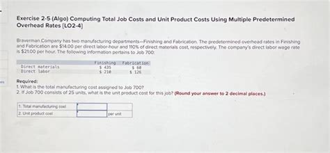solved exercise 2 5 algo computing total job costs and