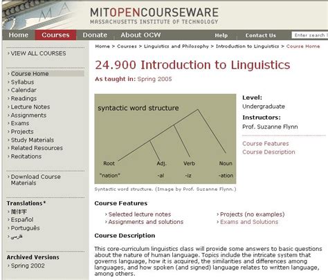Free Online Course Materials From Mit Opencourseware Linguistics And Language Resources