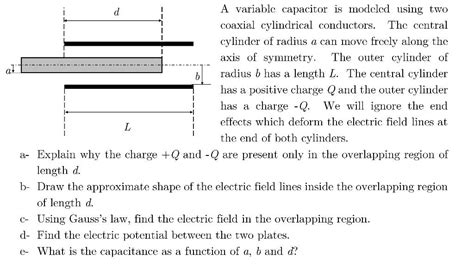 Solved D A Variable Capacitor Is Modeled Using Two Coaxial