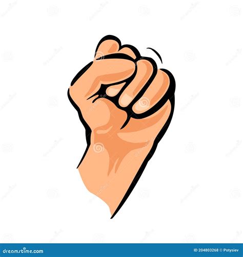 Human Hand With A Clenched Fist Vector Color Illustration Isolated On