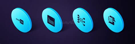 Set Isometric Server Data Neural Network Web Developer Programming Code And Binary Icon