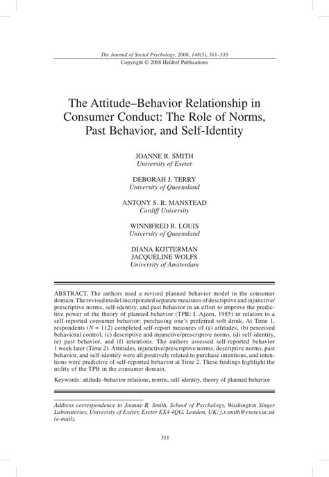Pdf The Attitude Behavior Relationship In Consumer Conduct The Role Of Norms Past Behavior
