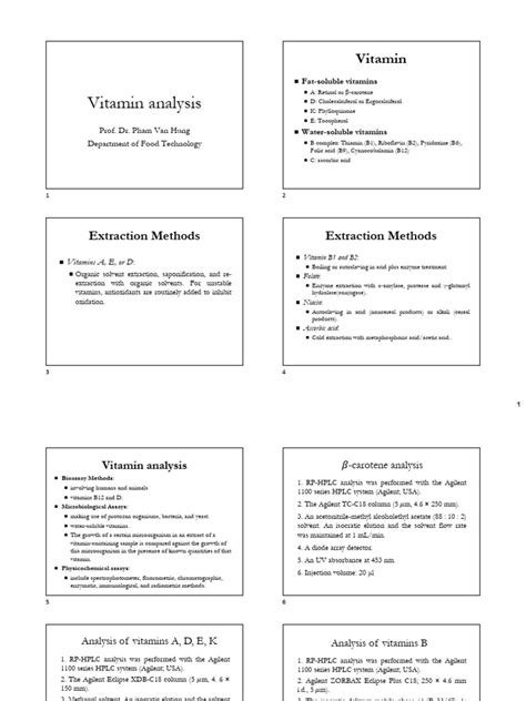 Lecture 15 1 Vitamin Analysis Pdf High Performance Liquid Chromatography Dietary Supplements