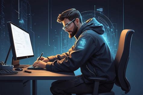 Professional Programmer Engineer Writing Code Premium Ai Generated Image