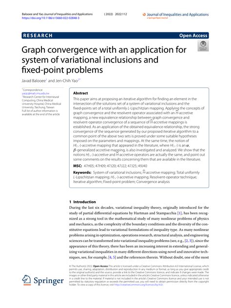 Pdf Graph Convergence With An Application For System Of Variational