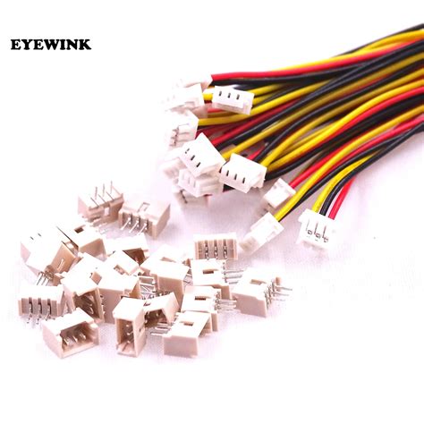 20pcs Set Jst Connectors 1 25mm 3 Pin Connector With Wires Cables 100mm For Circuit Board