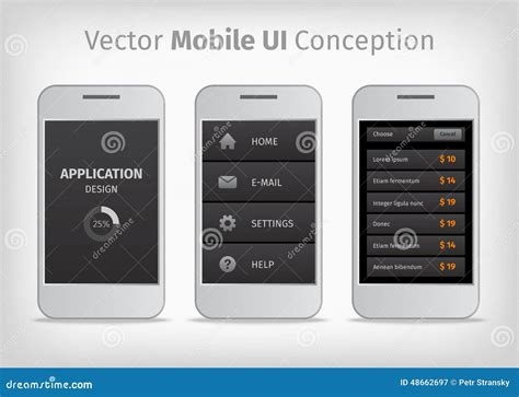 Gray And Orange Vector Mobile User Interface Conception Stock Vector