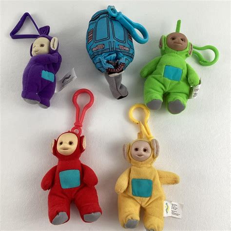 Teletubbies Plush Stuffed 5 Keychain Burger King Clip On Toy Lot