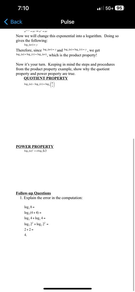 Solved Now We Will Change This Exponential Into A Logarithm Chegg Com
