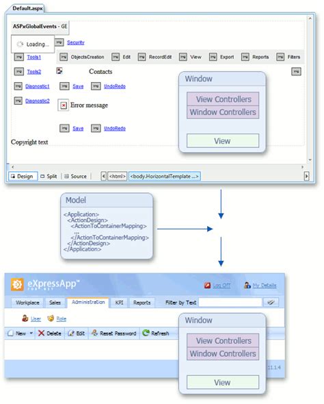show the main page in asp web forms applications xaf cross platform app ui and web api