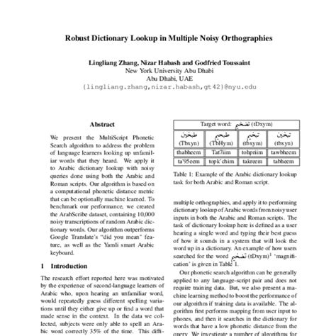 Robust Dictionary Lookup In Multiple Noisy Orthographies Acl Anthology