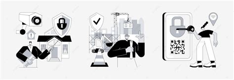 Security Solutions Abstract Concept Vector Illustration Set Password
