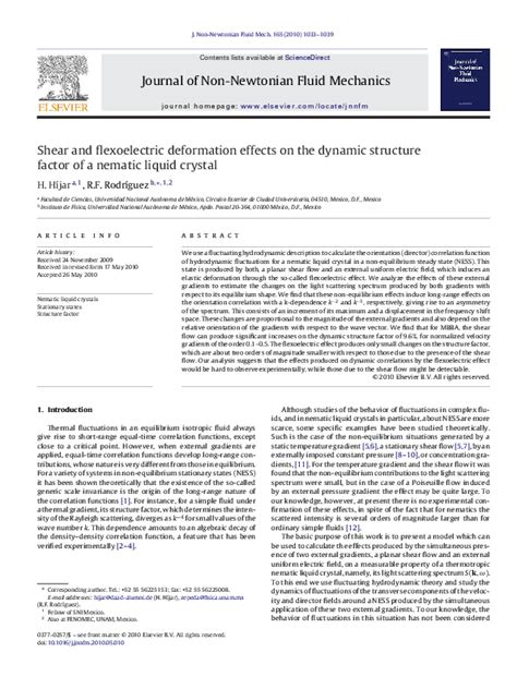 Pdf Shear And Flexoelectric Deformation Effects On The Dynamic Structure Factor Of A Nematic