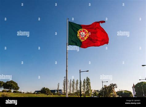 Portuguese Flag Flying At Edward Vii Park At The Top Of Avenida Da