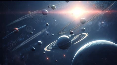 일부 행성과 태양계가 있는 우주의 행성 파란색으로 태양 주위를 공전하는 행성이 있는 태양계의 3d 그림 모델 고화질 사진 사진 배경 일러스트 및 사진 무료 다운로드