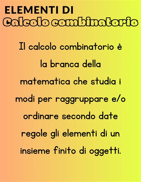 Elementi Di Calcolo Combinatorio Sos Matematica