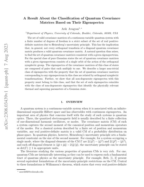 pdf a result about the classification of quantum covariance matrices