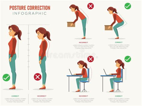 Improve Your Stance Essential Posture Correction Tips Infographic Stock