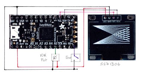 graphics on a ssd1306 i2c oled 128x64 display with circuitpython using