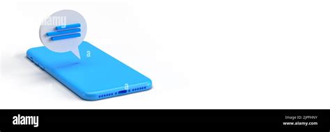 blue smart mobile phone with online dialog speech bubble coming off