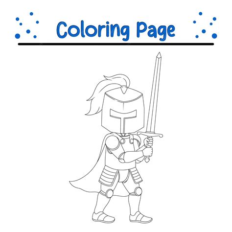 어린이를 위한 기사 색칠 책 페이지 프리미엄 벡터