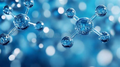 Close Up View Of Blue Molecular Structures On A Blurred Background Stock Image Image Of