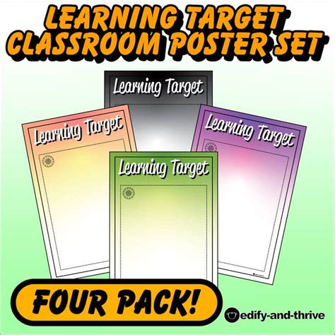 Learning Target Classroom Poster 24 X 36 Four Pack By Mike Philipps