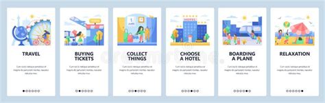 Set Of Onboarding Screens User Interface Kit For Travel Journey Traveler Mobile App Templates