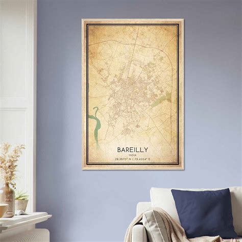 Vintage Bareilly India Map Poster Bareilly City Road Wall Art Print Custom Maps And Posters