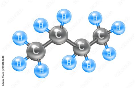 Butane Gas Molecule Models And Physical Chemical Formulas Natural Gas Combustible Gaseous Fuel