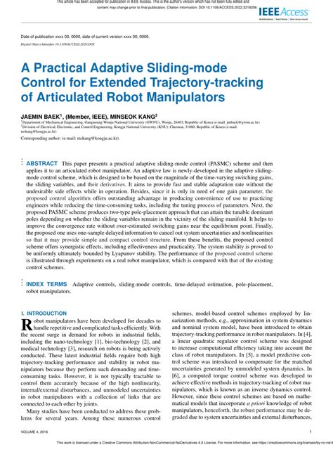 Pdf A Practical Adaptive Sliding Mode Control For Extended Trajectory