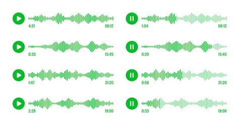 음성 메시지 소셜 미디어 채팅 대화 메시징 앱 음악 플레이어 오디오 또는 비디오 편집기 인터페이스 요소 음성 도우미 레코더 음파 패턴 벡터 일러스트 레이 션 Brand