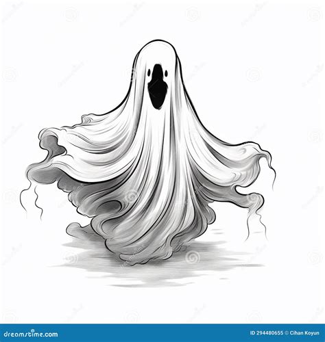 Cute Halloween Ghost Drawing With A Cat Stock Illustration Illustration Of Concept Fantasy